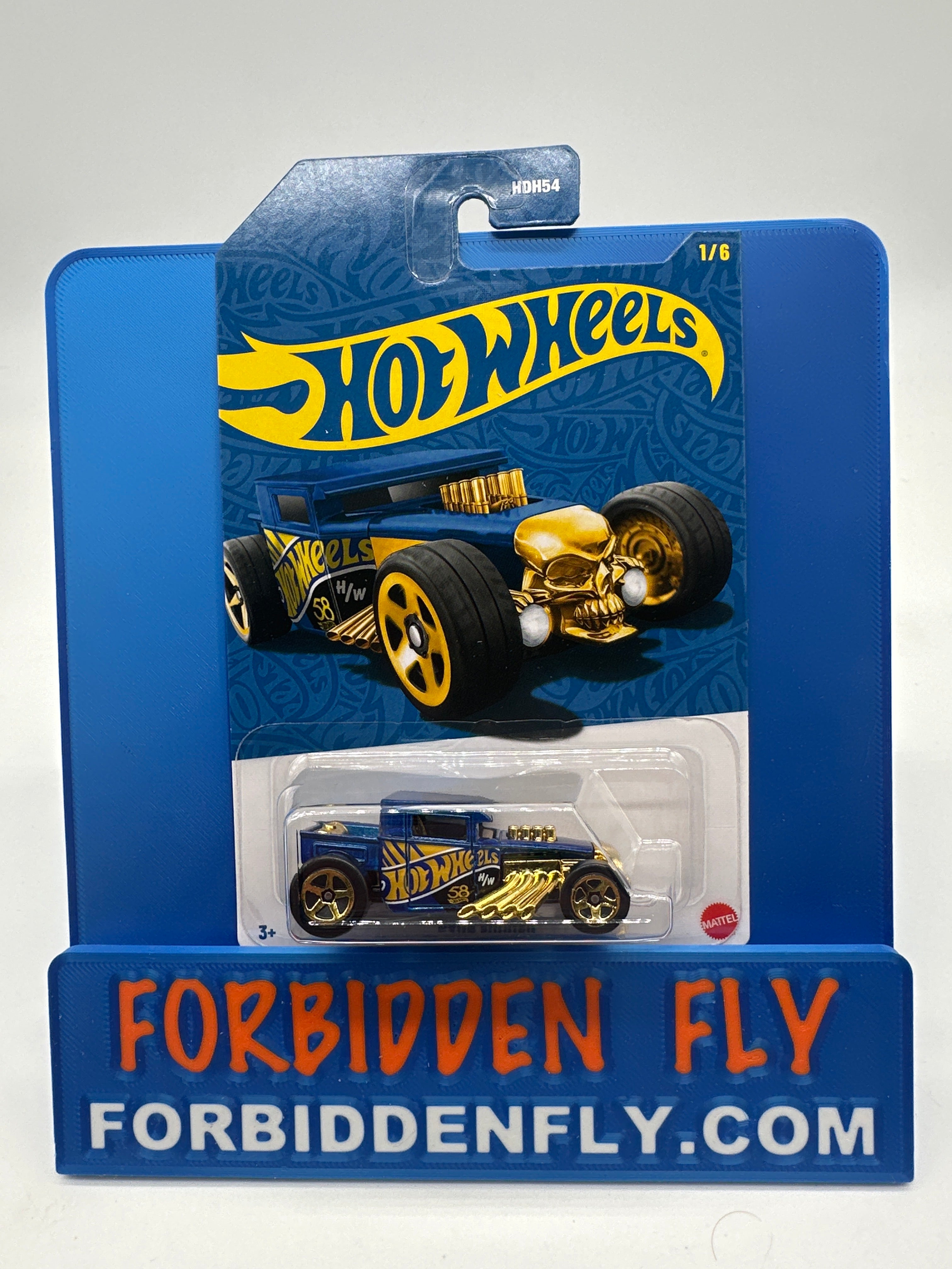 Hot Wheels Mainline - 58th Anniversary - Blue & Gold Chrome - Bone Sha ...